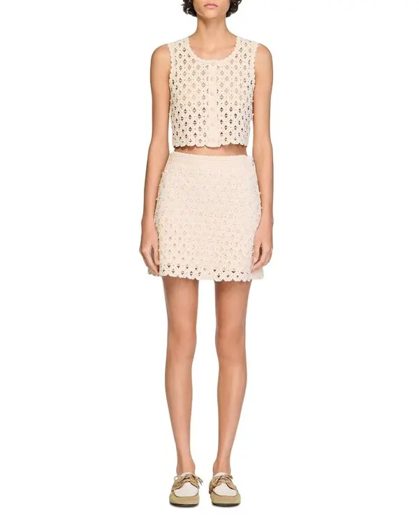 Sandro Beaded Crochet Cardigan