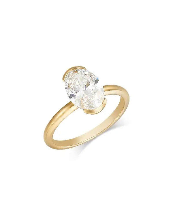 Bloomingdale'S Certified Lab Grown Diamond Oval Solitaire Ring In 18k Yellow 2.0 Tcw - Gold