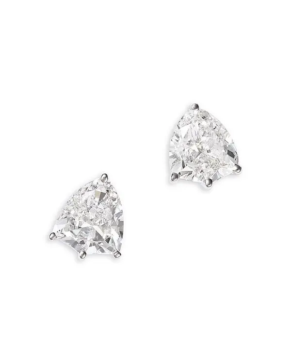 Bloomingdale'S Certified Lab Grown Diamond Shield Solitaire Stud Earrings In 14k 2.0 Tcw - White Gold