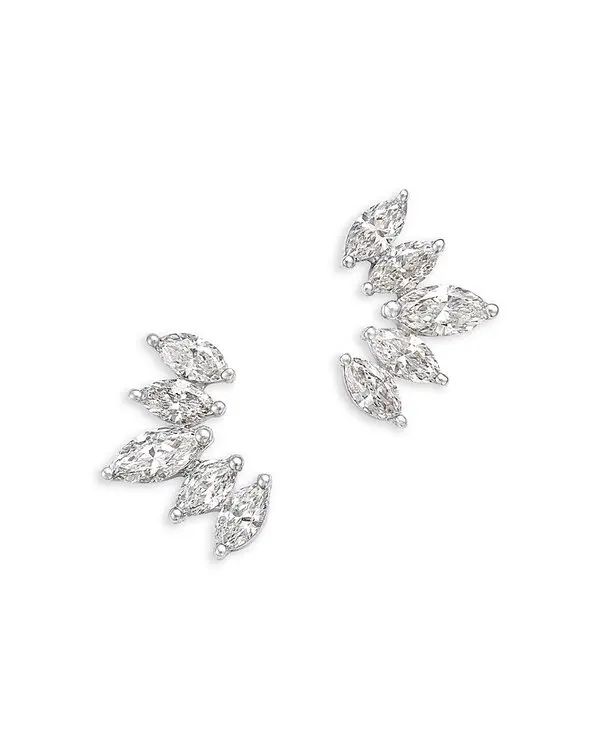 Bloomingdale'S Certified Lab Grown Diamond Marquis Curve Stud Earrings In 14k 0.60 Tcw - White Gold