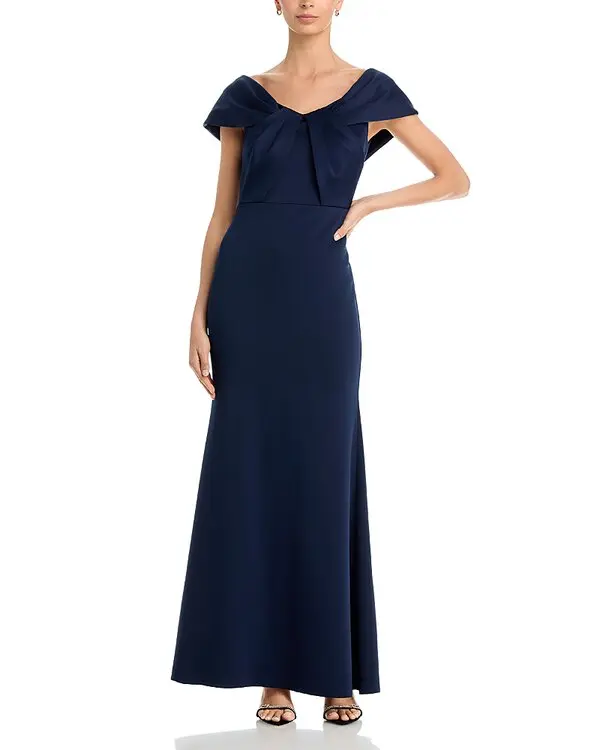 Eliza J Pleated Mermaid Gown - Navy