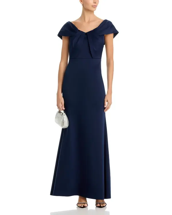 Eliza J Pleated Mermaid Gown - Navy