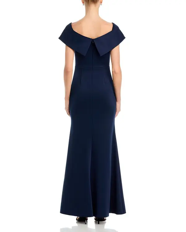 Eliza J Pleated Mermaid Gown - Navy