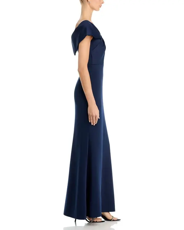Eliza J Pleated Mermaid Gown - Navy