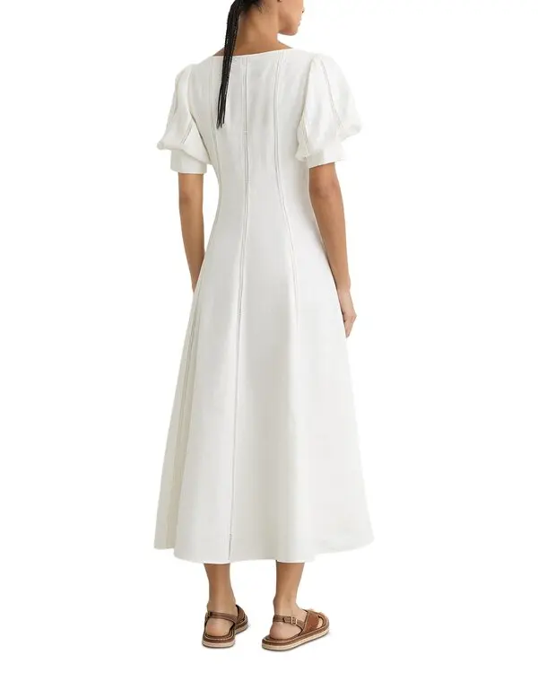 REISS Petites Short Sleeve Linen Midi Dress