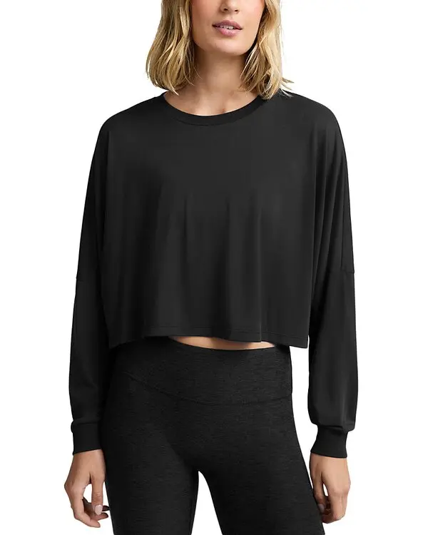 Beyond Yoga Studio Luxe Cropped Long Sleeve Tee - Black
