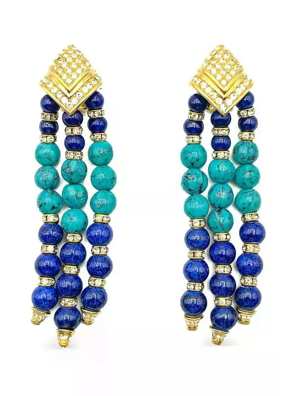 GROSSÉ 1970s Turquoise Tassel Earrings - Gold