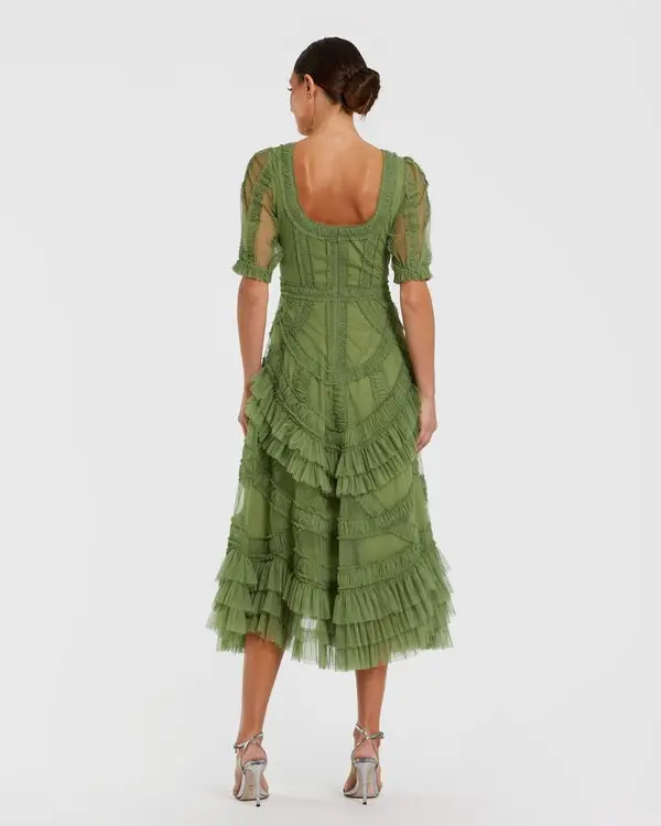 Mac Duggal Petite Ruffled Midi Dress
