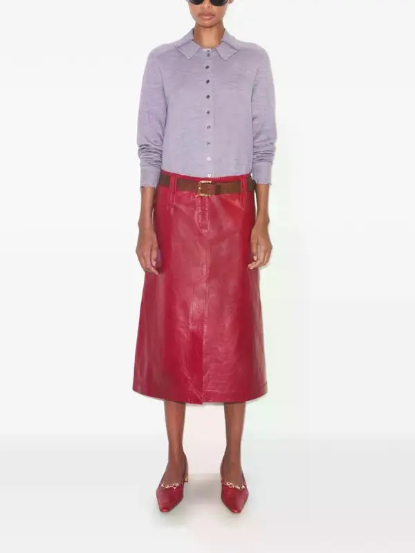 Tory Burch Waxy Napa Leather Skirt