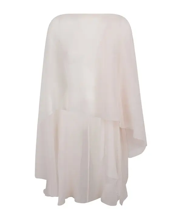 Ermanno Scervino Ruffled Satin Cape - White