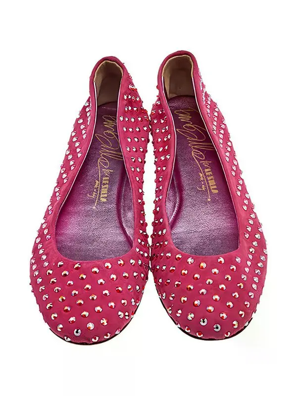 LE SILLA Calf Suede Crystal Embellished Ballet Flats