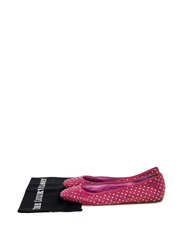 LE SILLA Calf Suede Crystal Embellished Ballet Flats