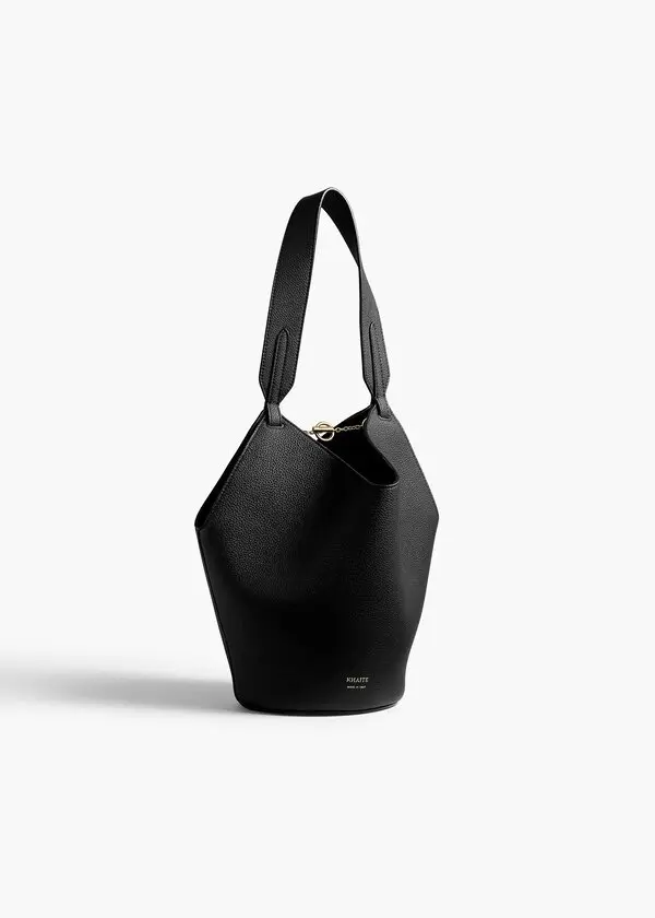 Khaite Mini Lotus Tote In Pebbled Leather - Black