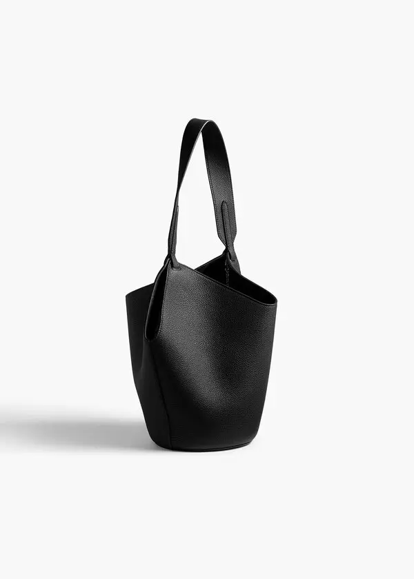 Khaite Mini Lotus Tote In Pebbled Leather - Black