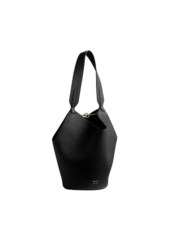 Khaite Mini Lotus Tote In Pebbled Leather - Black