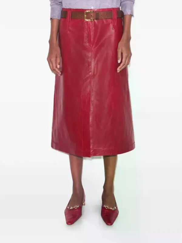 Tory Burch Waxy Napa Leather Skirt