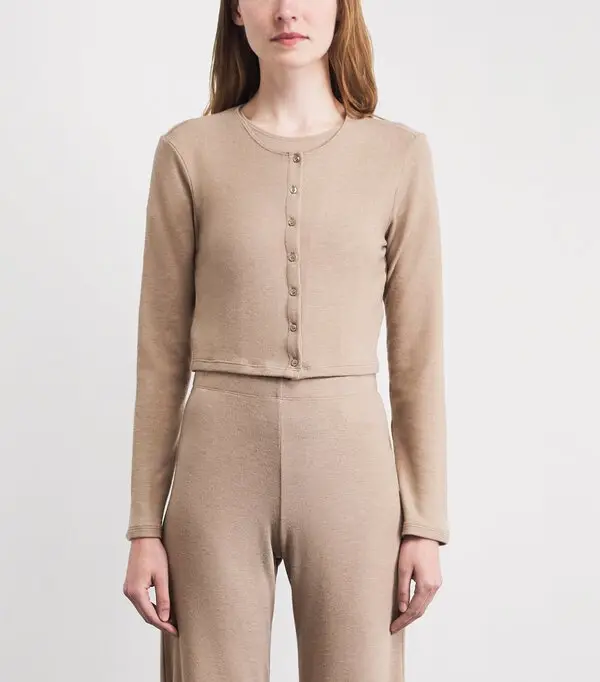 LESET Lauren Cropped Cardigan - Brown