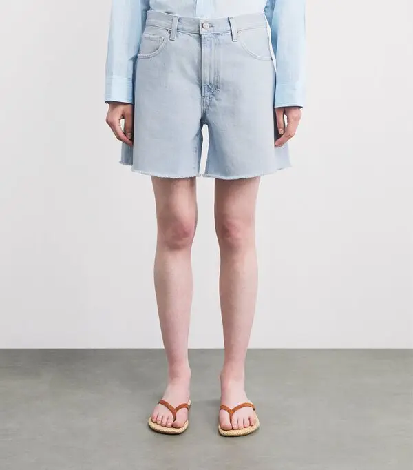 Paige Archie Long Denim Shorts - Blue