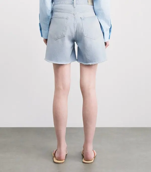 Paige Archie Long Denim Shorts - Blue