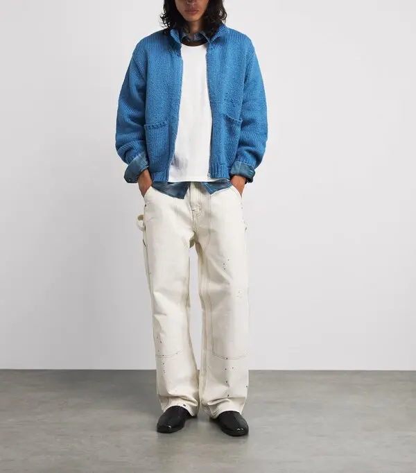CHERRY LOS ANGELES Cotton Knit Zip-up Jacket With Embroidered Back Detail