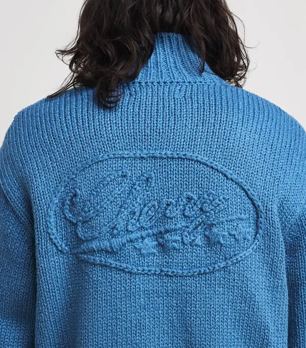 CHERRY LOS ANGELES Cotton Knit Zip-up Jacket With Embroidered Back Detail