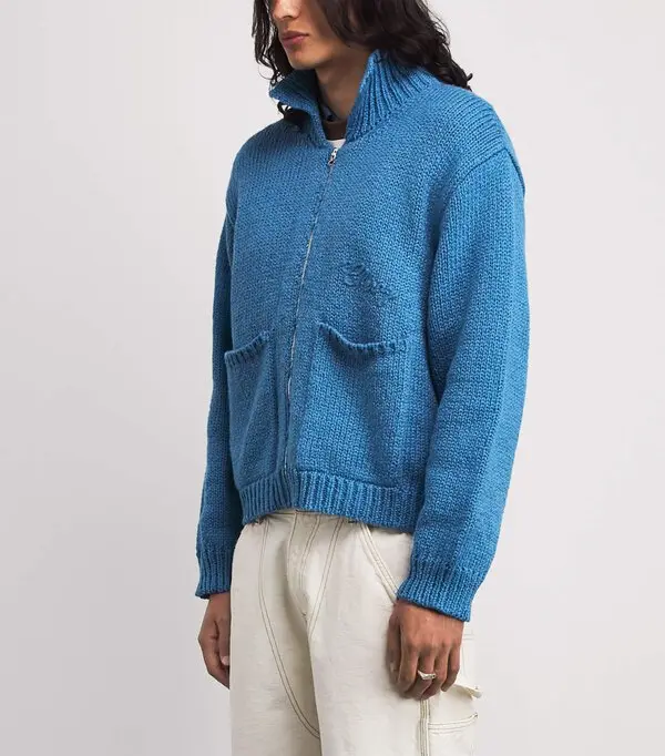 CHERRY LOS ANGELES Cotton Knit Zip-up Jacket With Embroidered Back Detail