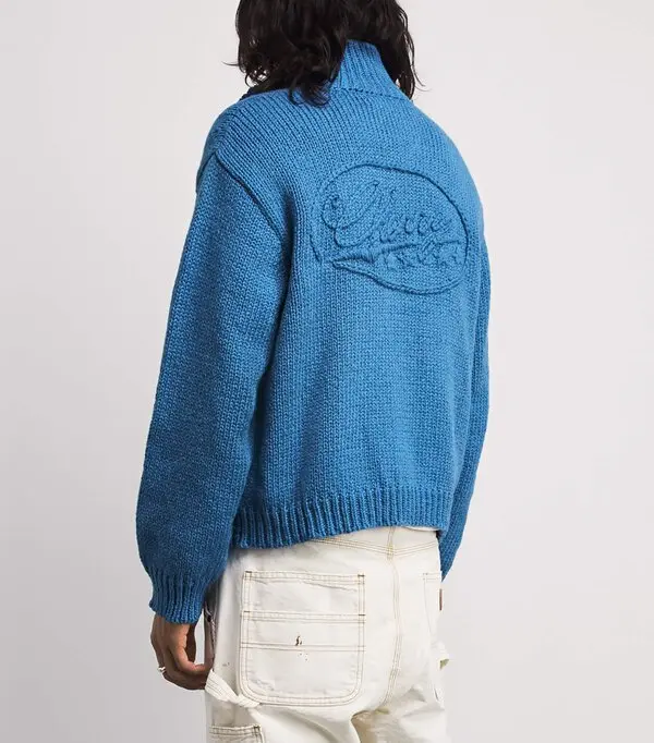 CHERRY LOS ANGELES Cotton Knit Zip-up Jacket With Embroidered Back Detail