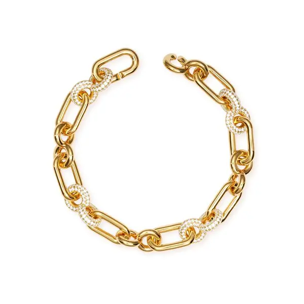 MEULIEN 18k Vermeil Infinity Circle Link Bracelet With Cubic Zirconia - Gold