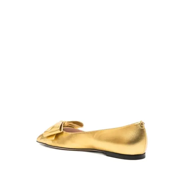 Valentino Garavani Bow Embellished Leather Ballet Flats