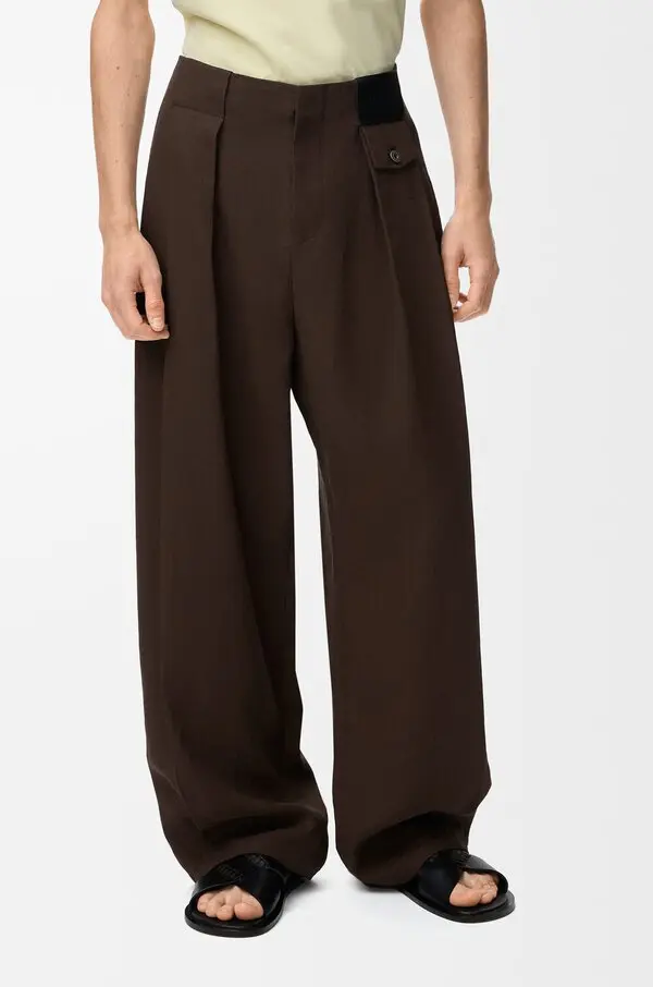 Loewe Logo-patch Pleated Wide-leg Trousers