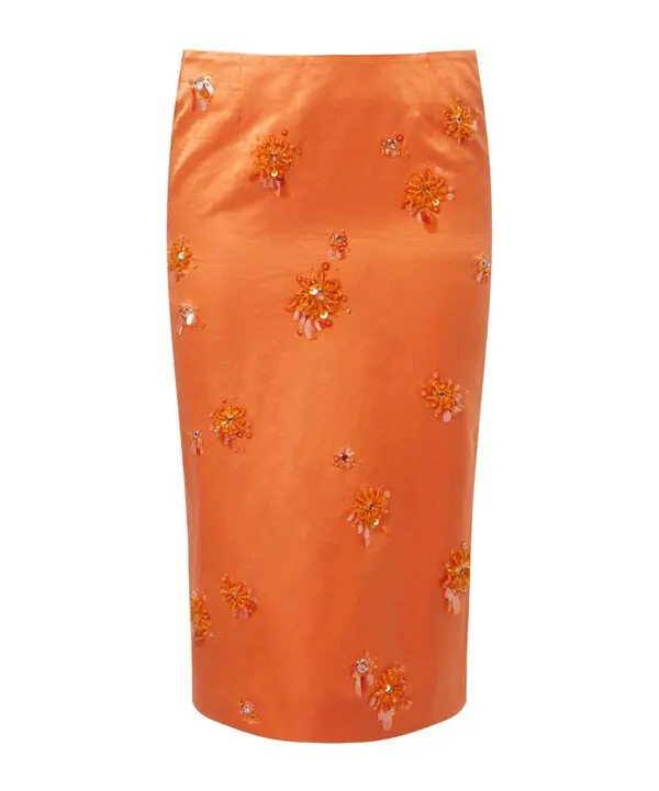 SHUSHU/TONG Embellished Floral Midi Skirt