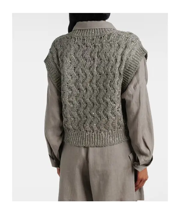 Brunello Cucinelli Sequined V-neck Sweater Vest