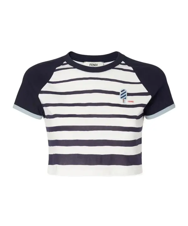 Fendi Striped Raglan Sleeve T-shirt