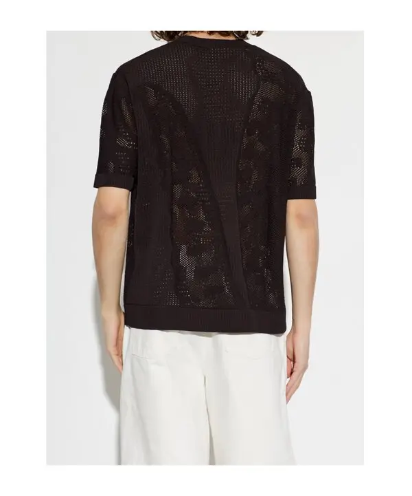 Lacoste Mesh Crocodile Knit Top