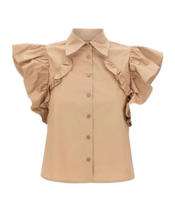 KAOS Ruffled Shirt With Lapel And Button Placket