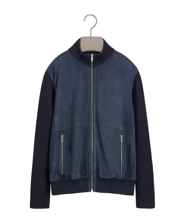 Dior Zipped Jacket With Leather Label - Dark Blue