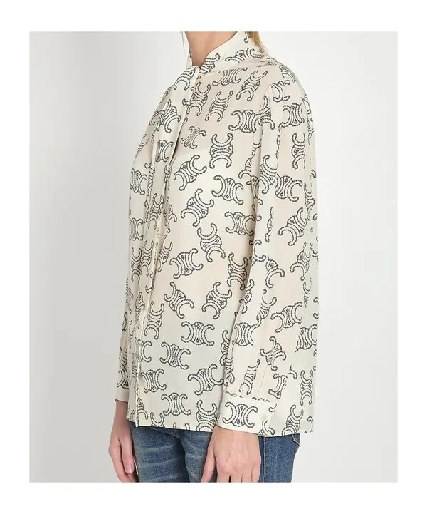 Celine Lavallière Blouse In Crêpe De Chine With All-over Pattern