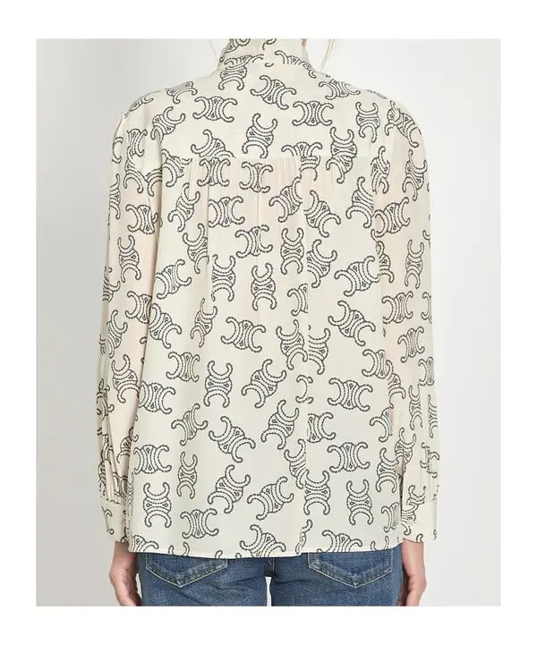 Celine Lavallière Blouse In Crêpe De Chine With All-over Pattern