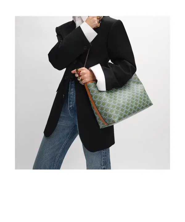 Celine Soft Shopper Bag In Triomphe Canvas And Calfskin