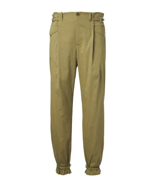 KIKO KOSTADINOV Egreta Striped Cotton-blend Tapered Pants - Green