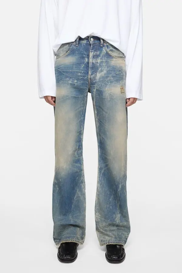 Acne Studios Regular Fit Jeans In Distressed Denim
