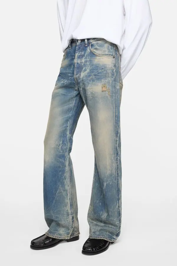 Acne Studios Regular Fit Jeans In Distressed Denim