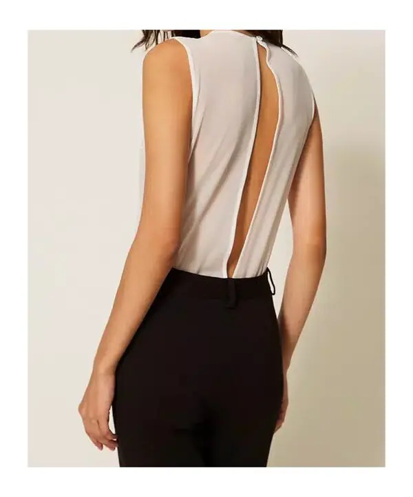 TWINSET Sleeveless Lace Embellished Top With Open Back
