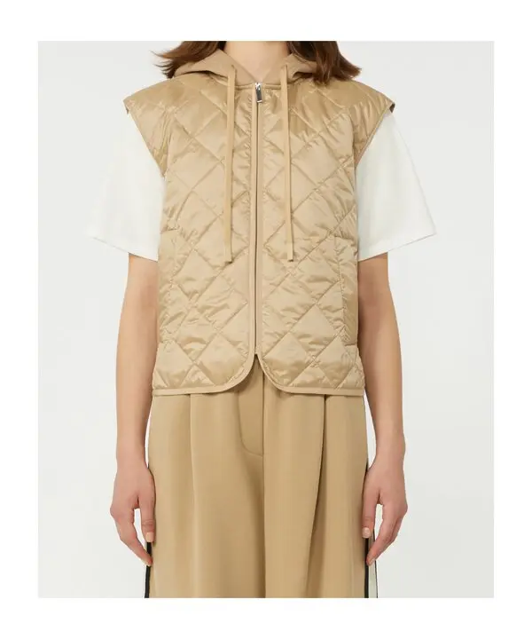 Max Mara Quilted Hooded Gilet - Beige