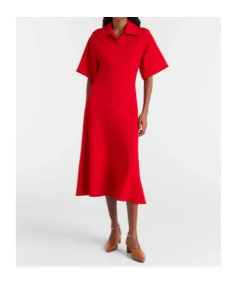 JIL SANDER Midi Dress With Polo Neckline And Short Sleeves