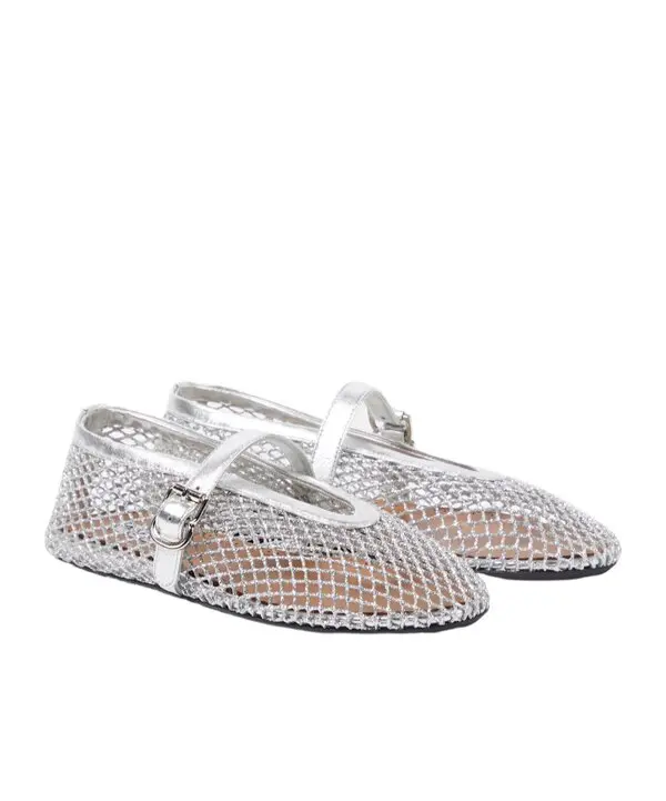 Alaïa Metallic Fishnet Mary Jane Flats