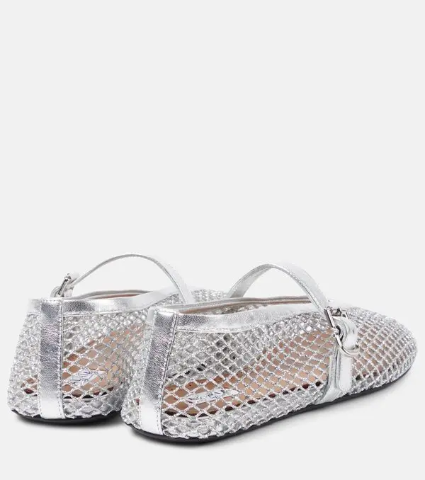 Alaïa Metallic Fishnet Mary Jane Flats