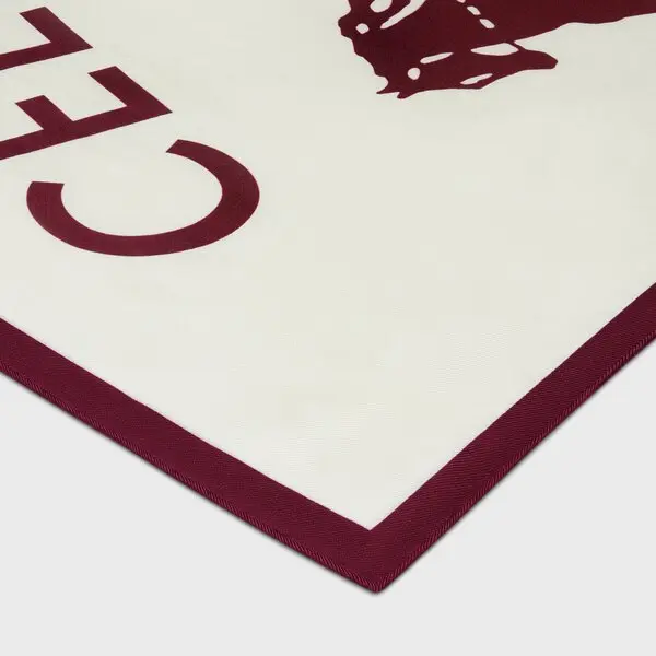 Celine Silk Twill Square Scarf With Logo Print