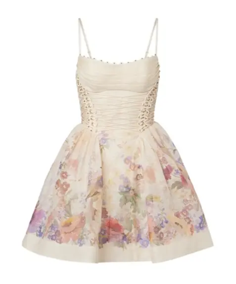 Zimmermann Alchemy Floral Linen And Silk Mini Dress - Nude