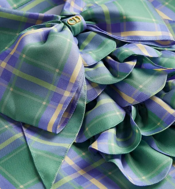 Dior Plaid Blouse With Detachable Bow